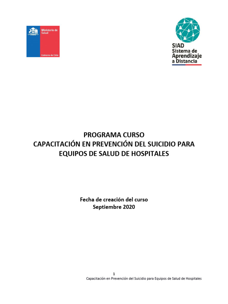 Programa - Prevención Del Suicidio | PDF | Suicidio | Hospital