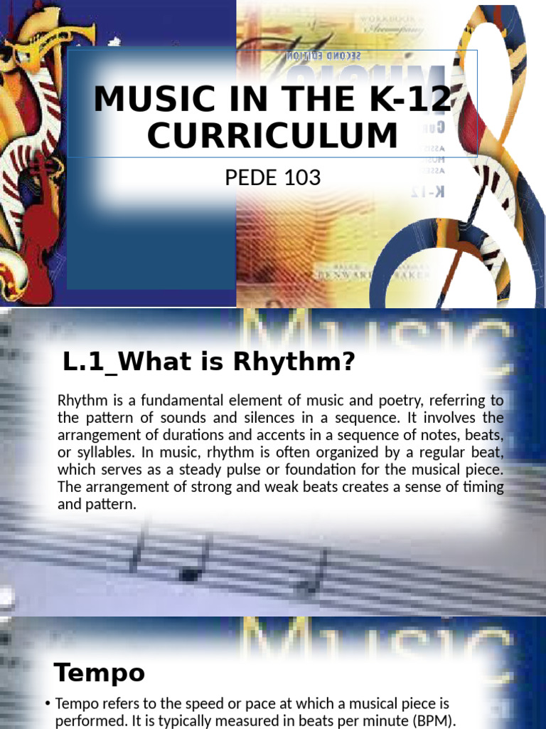 Pede 103 Music in The K 12 Curriculum MM | PDF | Rhythm | Clef