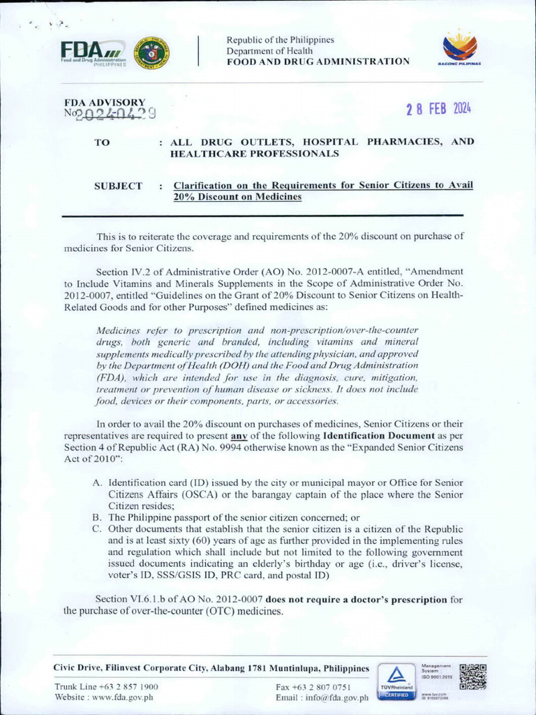 FDA Advisory No.2024 0429 | PDF
