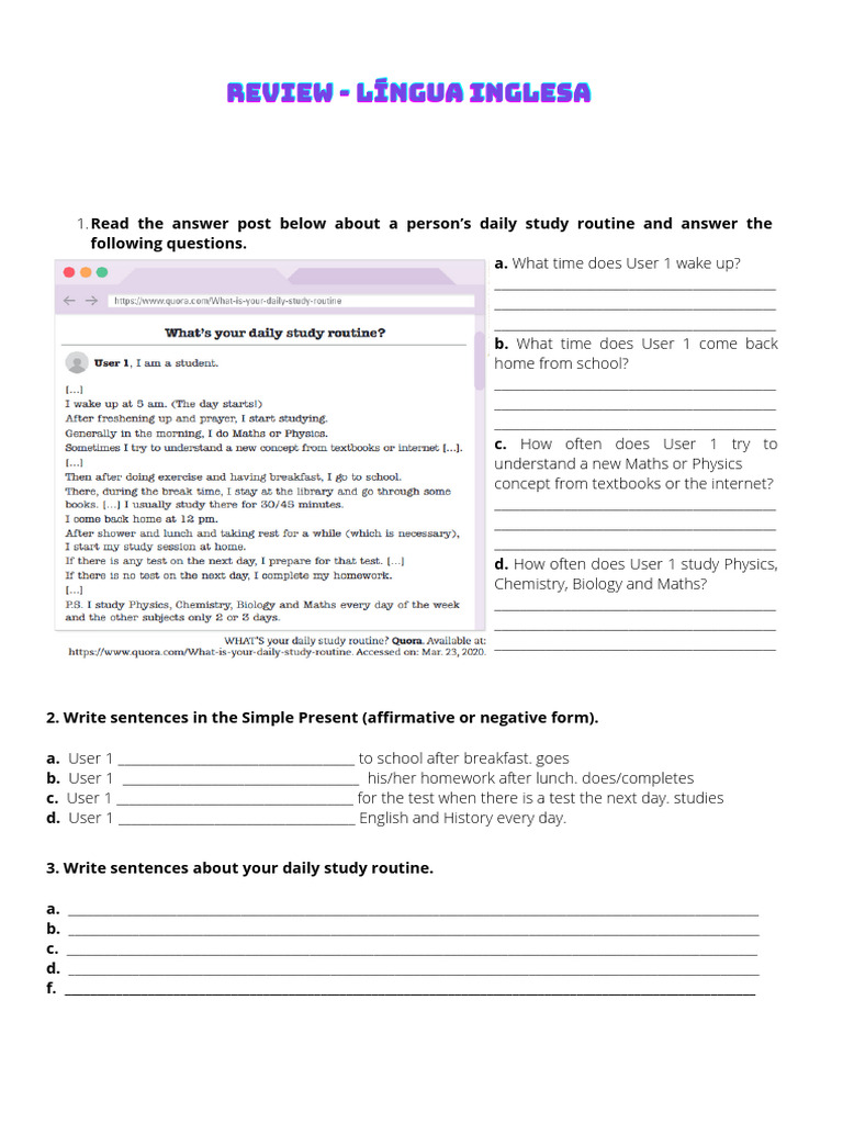 Review Simple Present | PDF