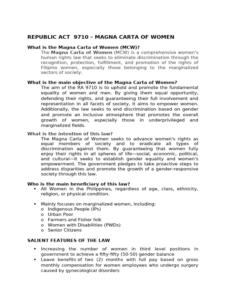 Ra 9710 | PDF | Discrimination | Gender Studies