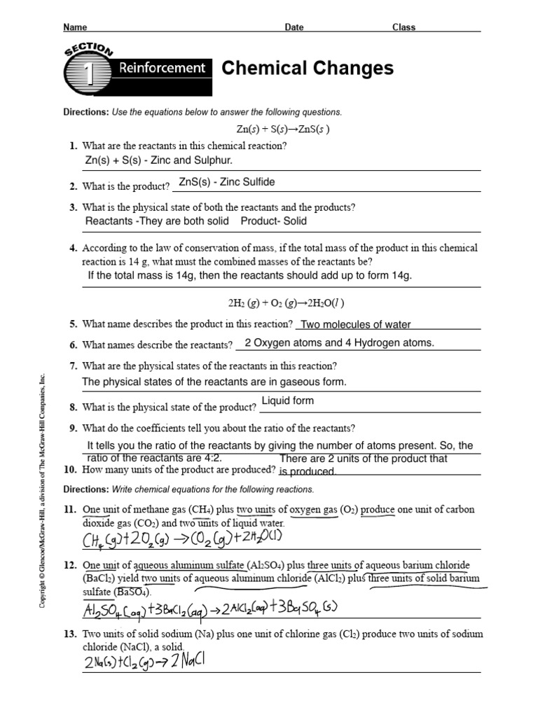 Reinforcement Chemical Changes Editable | PDF