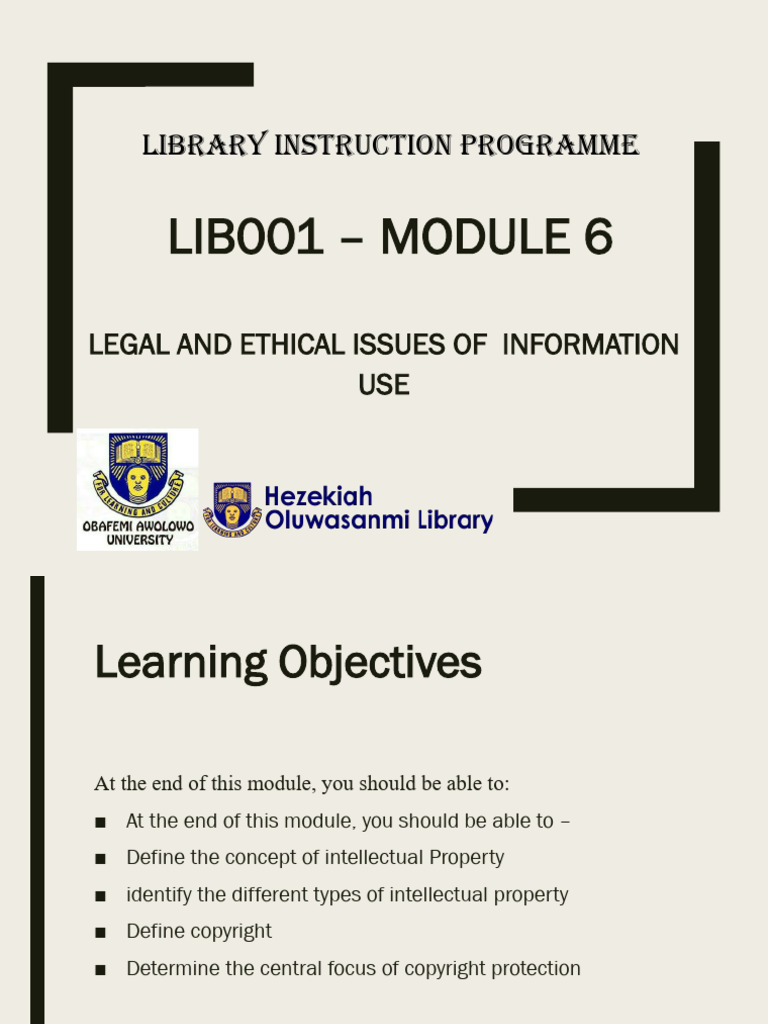 MOD 6- Legal Issues | PDF | Copyright | Intellectual Property