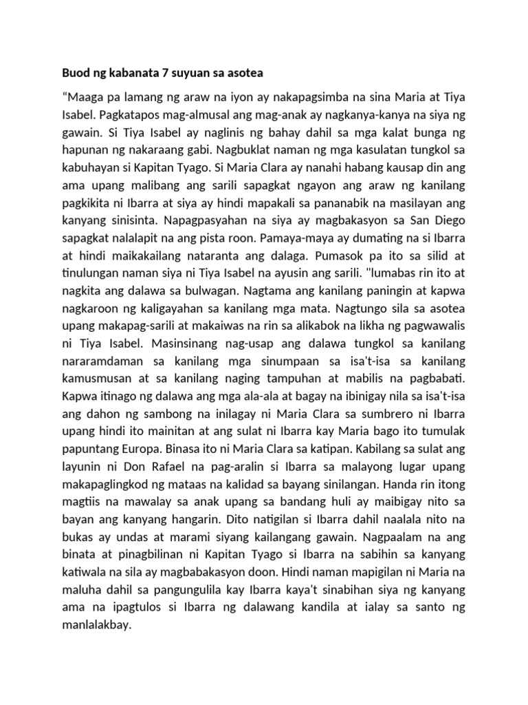 Buod NG Kabanata 7 Suyuan Sa Asotea | PDF