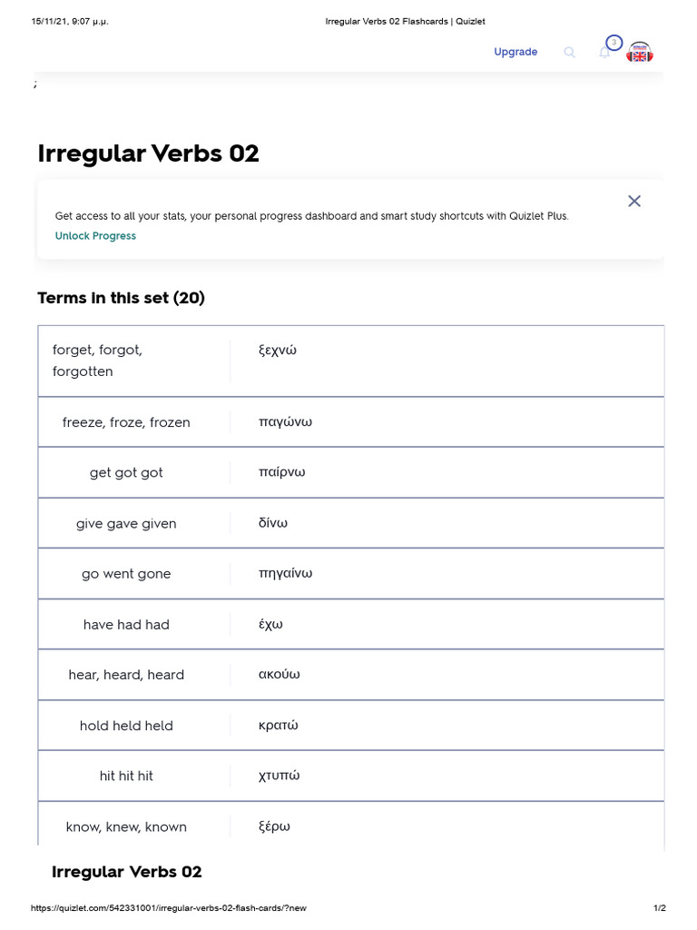 Irregular Verbs 02 Flashcards - Quizlet | PDF