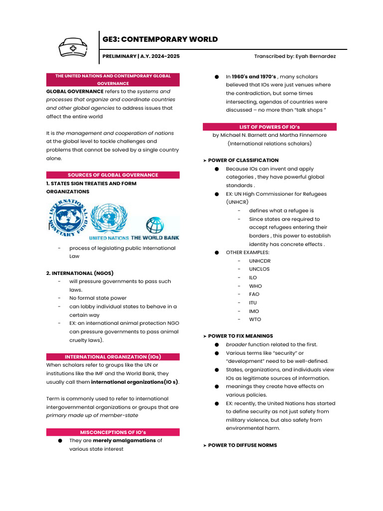CONTEMPORARY WORLD | PDF | United Nations | International Relations