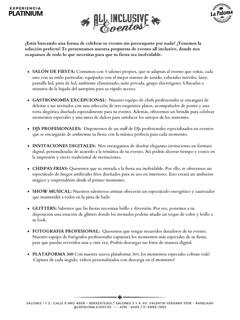 2024 - All Inclusive Platinium | PDF | Relleno | Postres