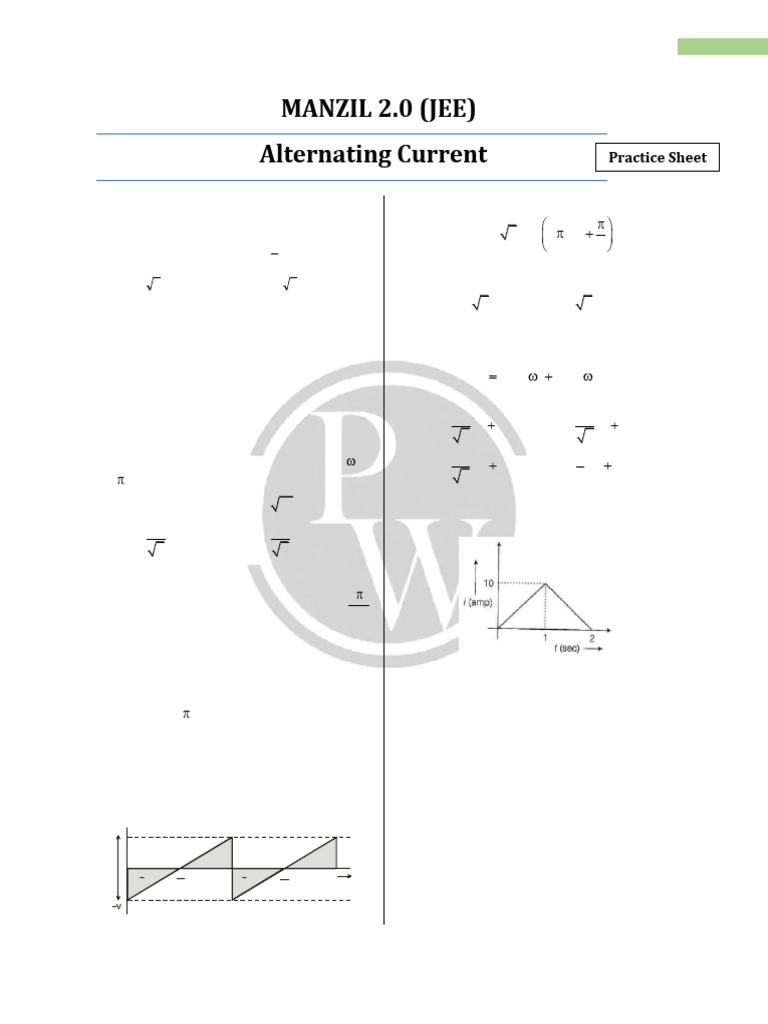 Alternating Current Practice Paper | PDF | Inductor | Electrical Impedance