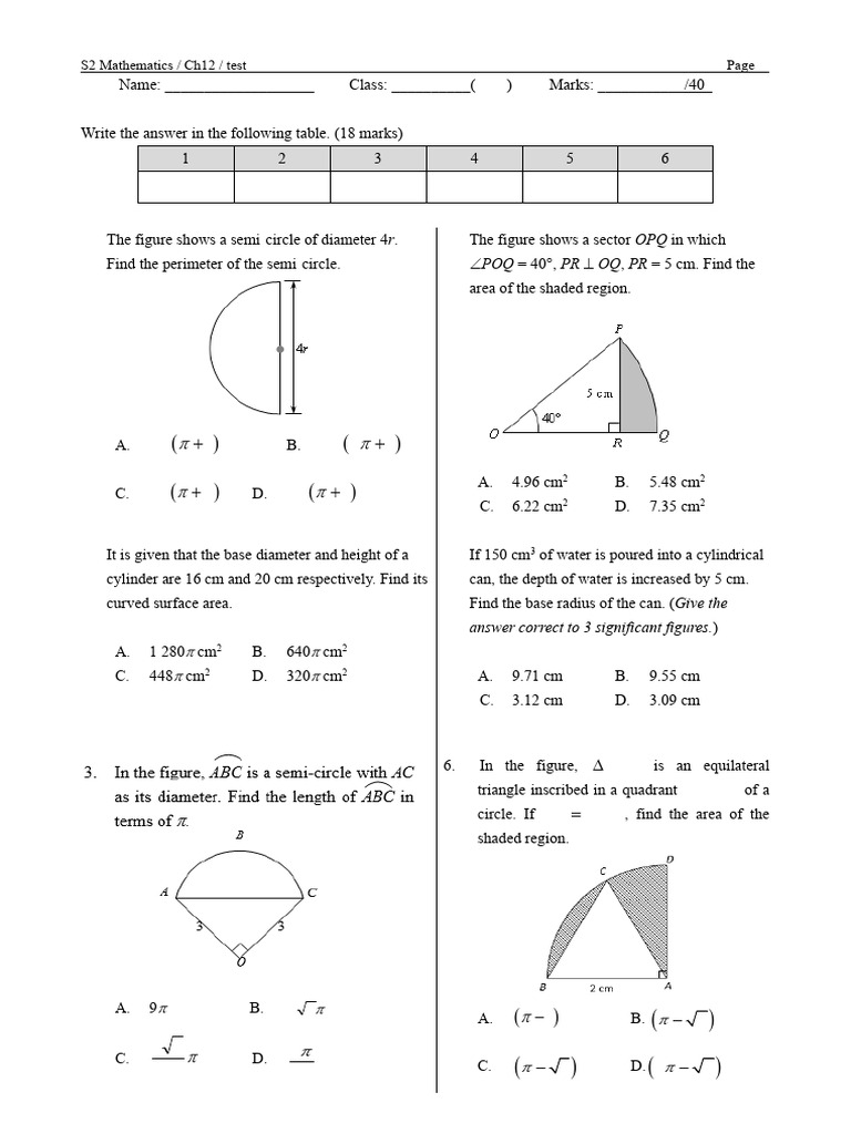 ch12_test | PDF | Area | Geometric Measurement