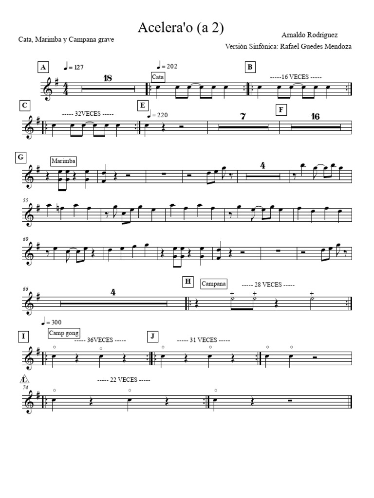 Acelera'o - Cata, Marimba y Campana Grave | PDF
