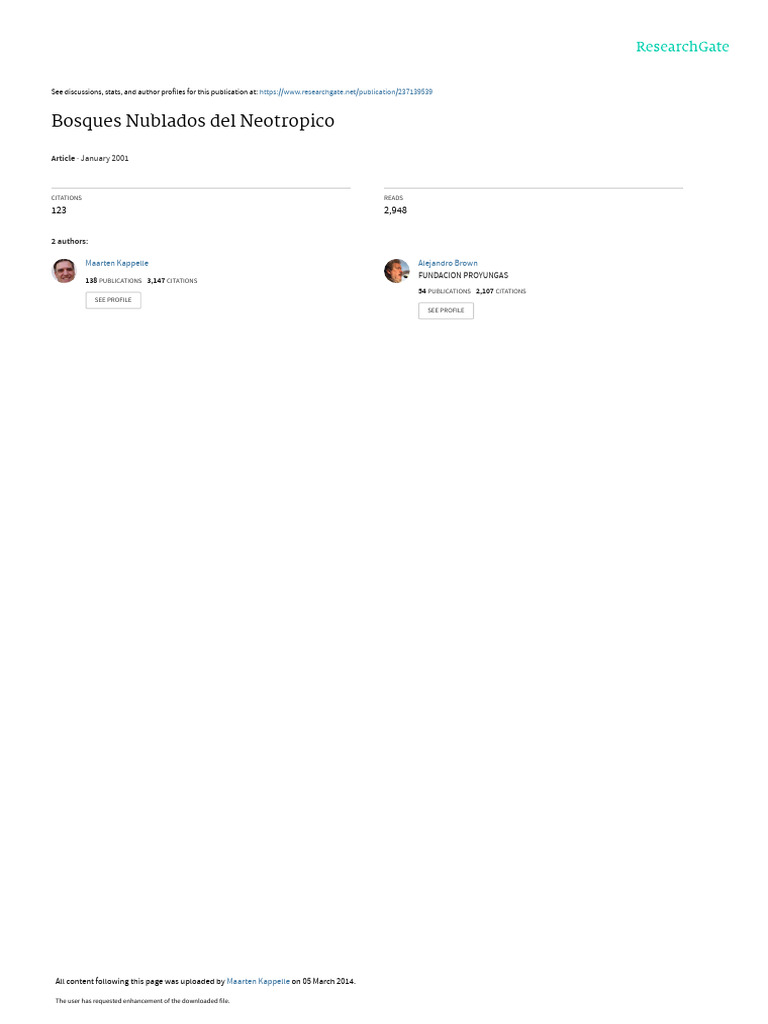 Bosques Nublados Del Neotropico | PDF