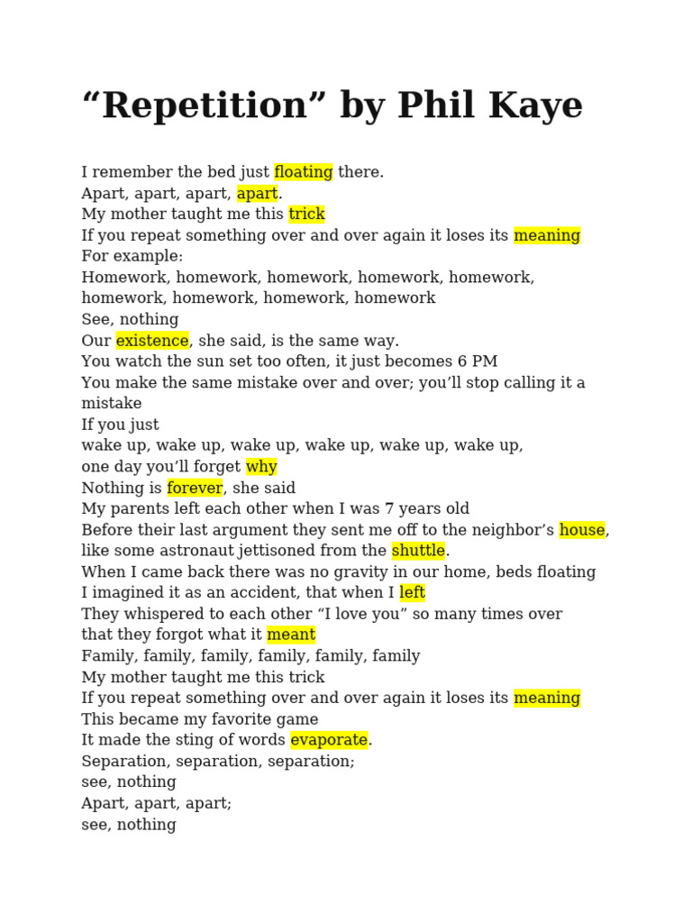 Repetition by Phil Kaye | PDF