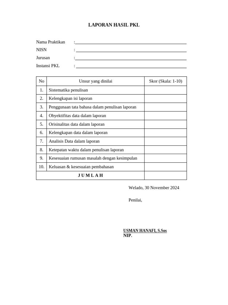 Evaluasi Laporan dan Seminar PKL | PDF