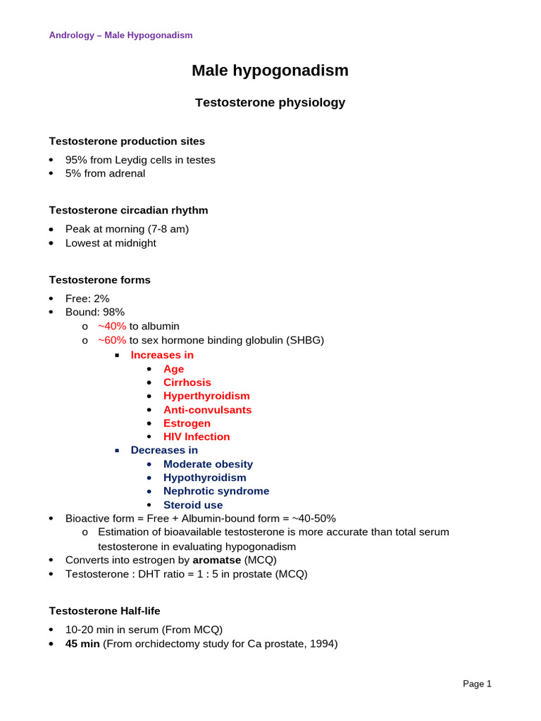 Andrology - Male Hypogonadism | PDF | Testosterone | Endocrinology