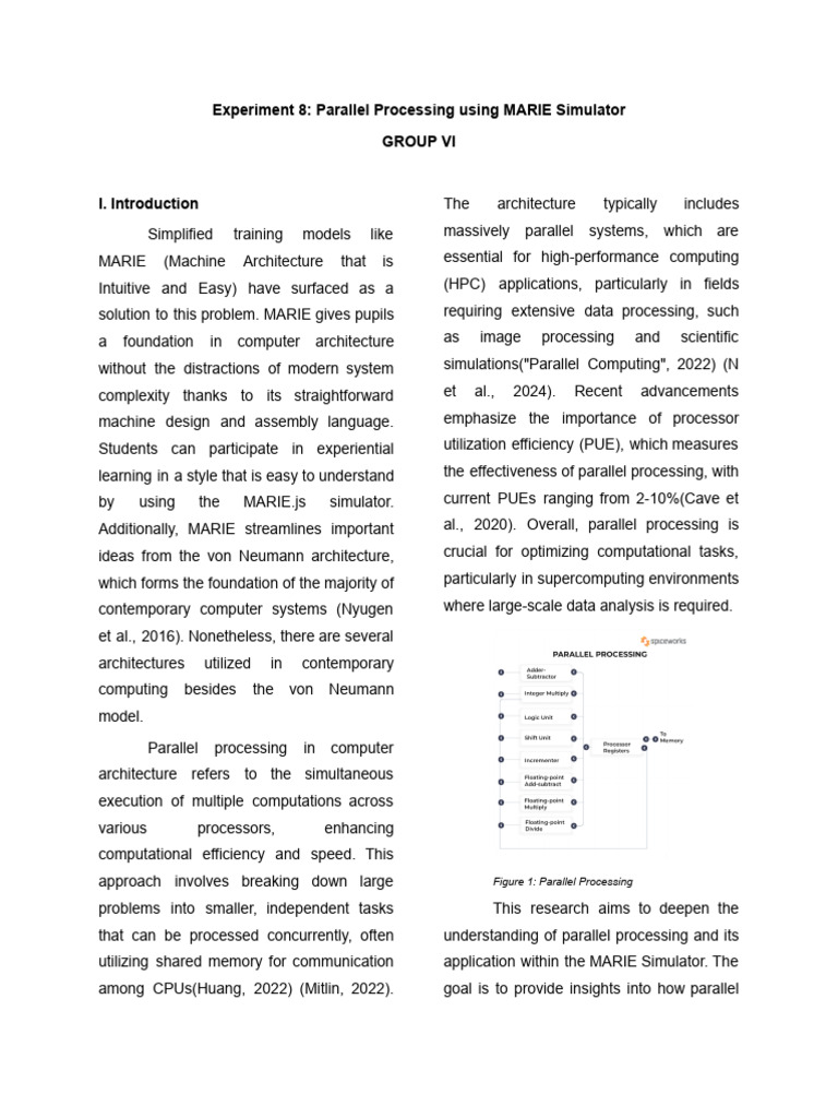 Experiment 8_ Parallel Processing Using MARIE Simulator (1) | PDF | Parallel Computing ...