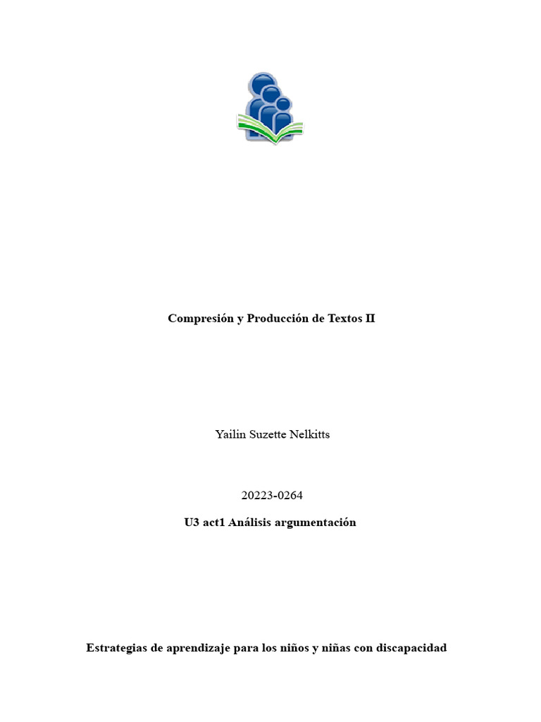 U3 Act1 Análisis Argumentación | PDF | Inclusión (Educación) | Exclusión social