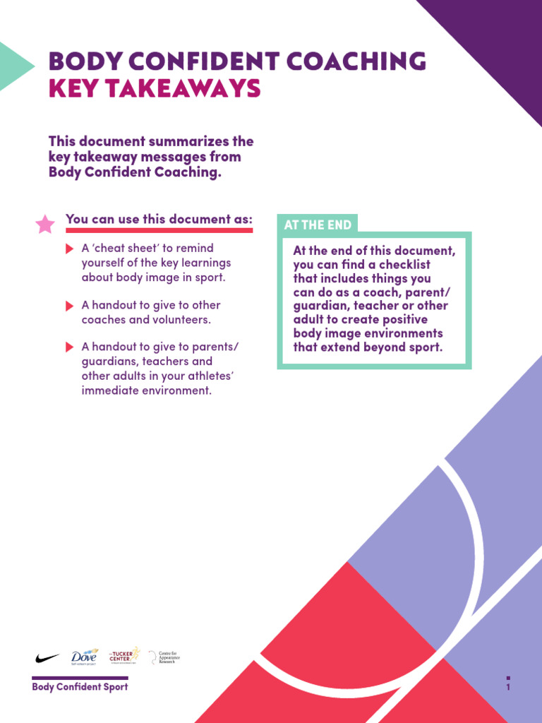 Body Confident Sport 1 | PDF | Body Image | Psychological Concepts