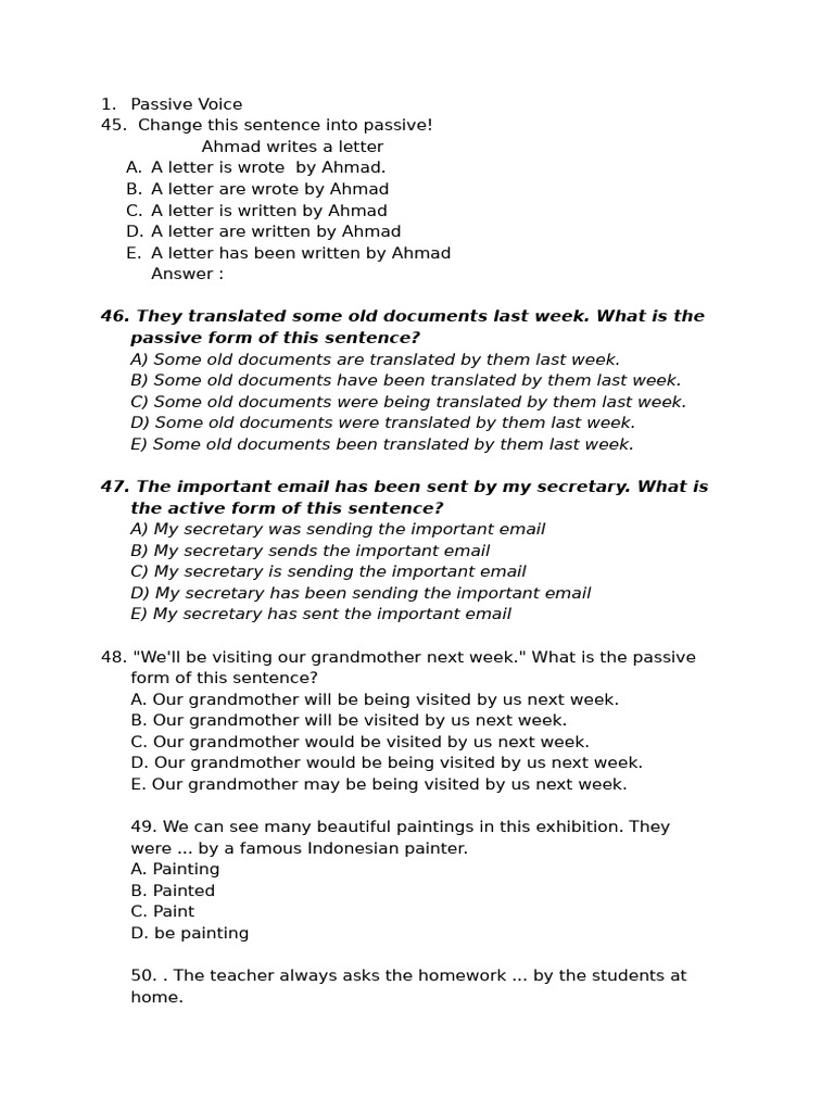 Passive Voice Practice Quiz | PDF