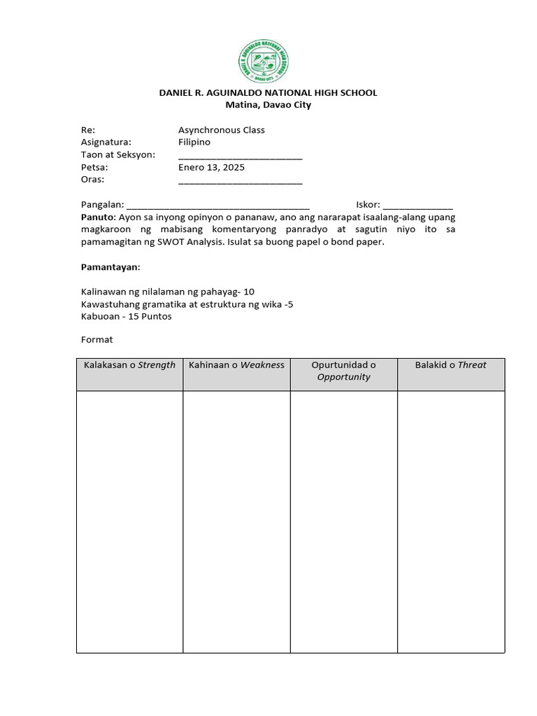Filipino 8 January 13 2025 Asynchronous Activity | PDF