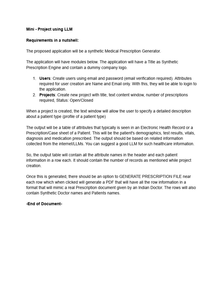 Mini - Project Using LLM-Prescription Engine-1 | PDF | Medical ...