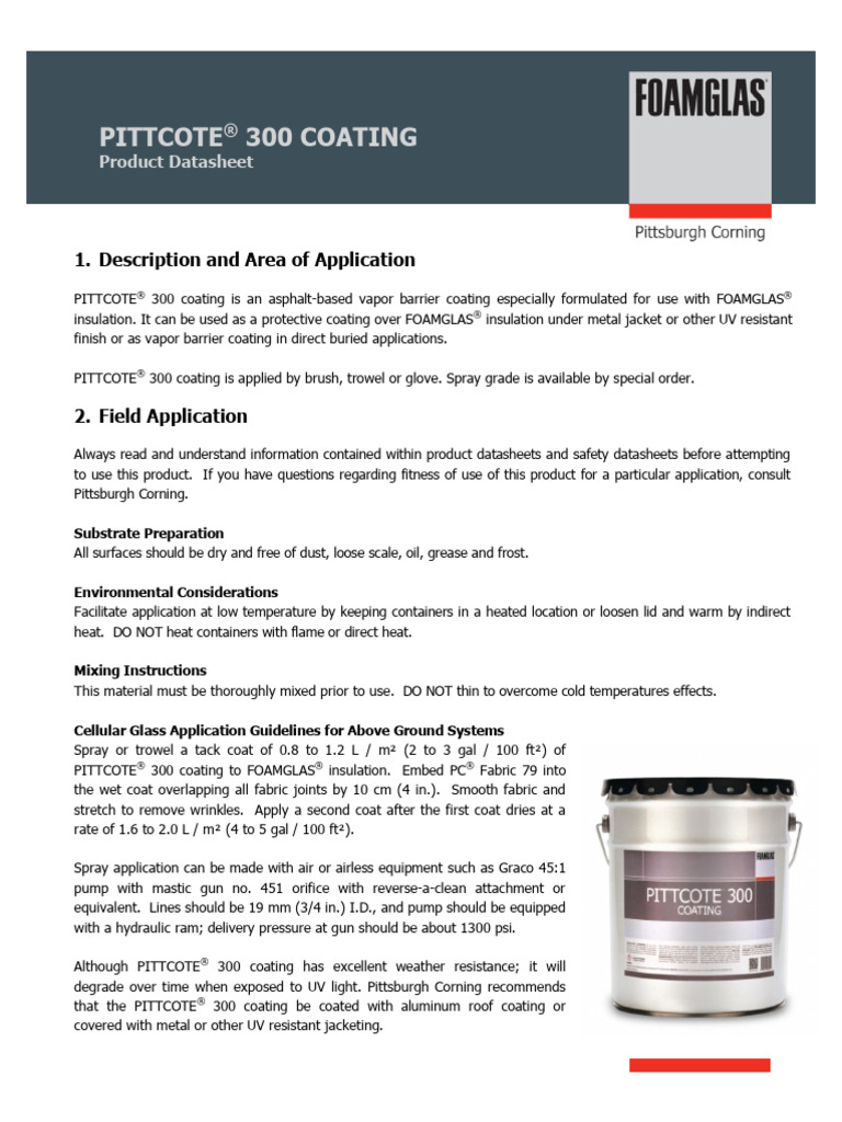 PDS-PITTCOTE 300 coating-US-en | PDF | Coating | Water