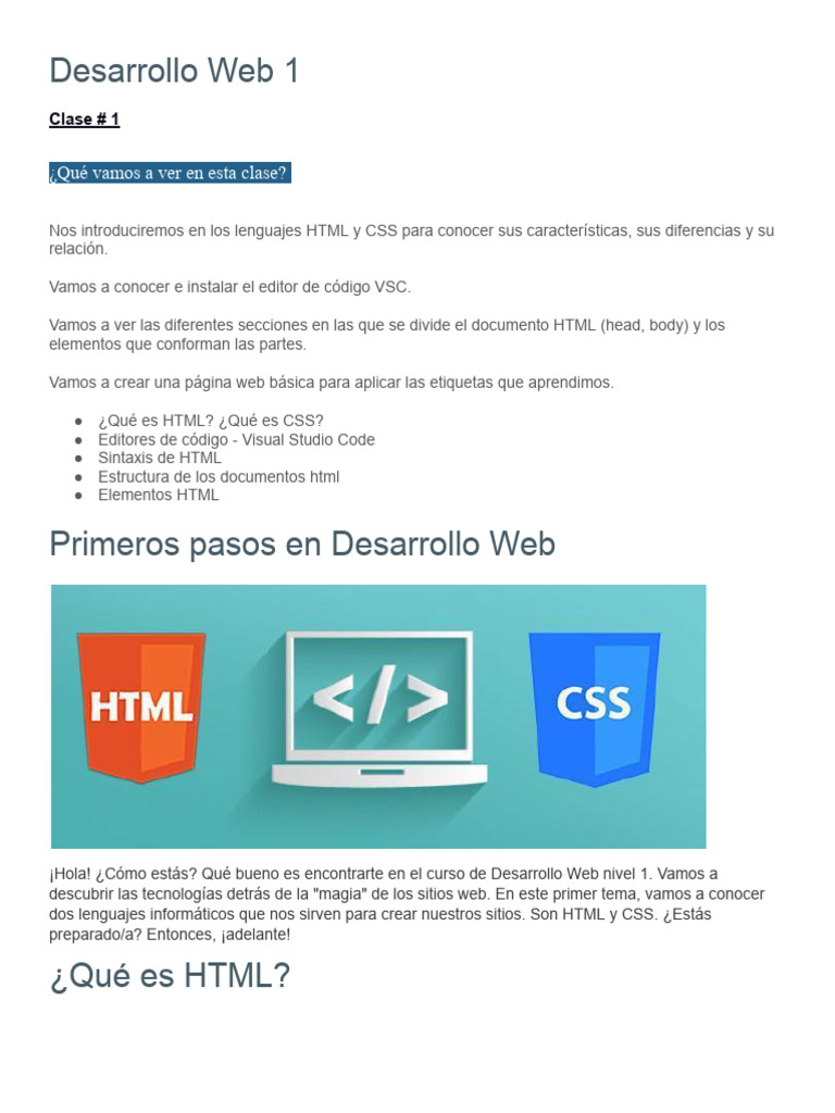 Desarrollo Web Introducción | PDF | HTML | Desarrollo web