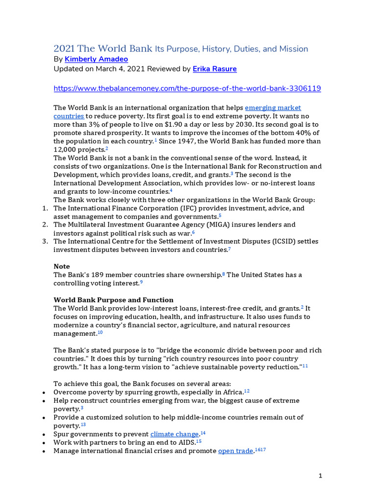World Bank: Purpose, History, and Impact | PDF | World Bank Group ...
