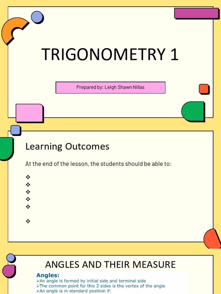 Trigonometry 1 Notes | PDF