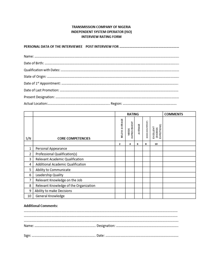 Promotion Rating Form PDF | PDF