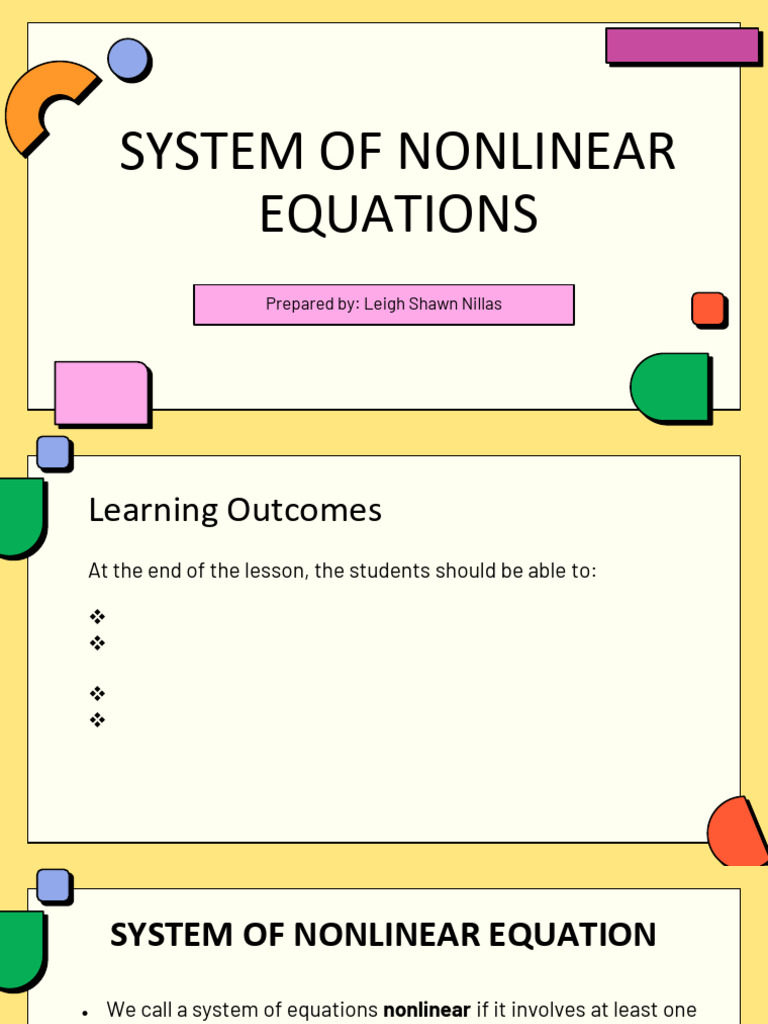 Solving Nonlinear Equation Systems | PDF | Equations | Nonlinear System