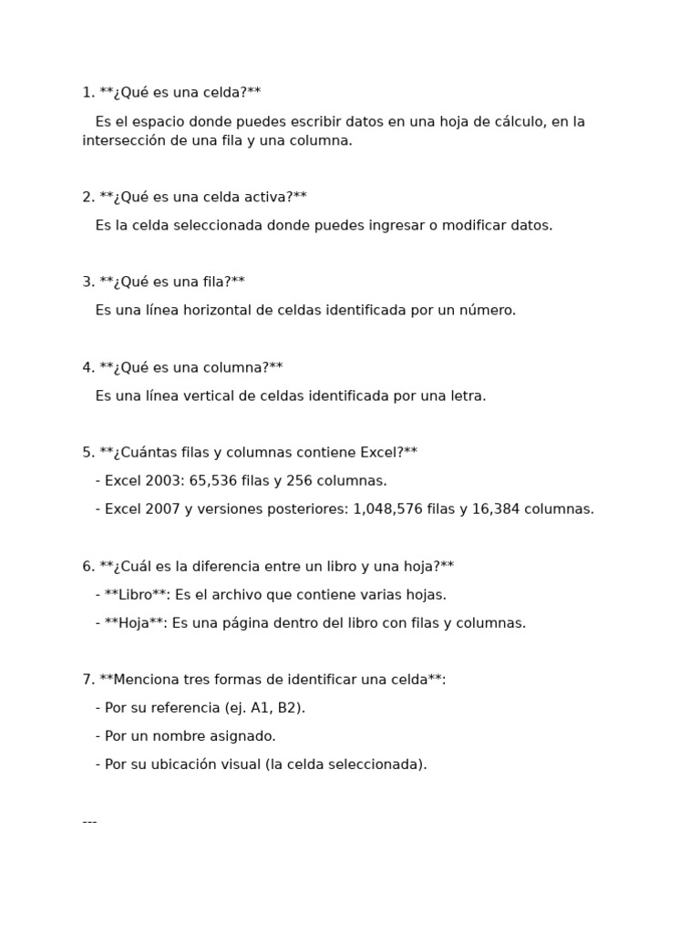 Conceptos Básicos de Excel | PDF