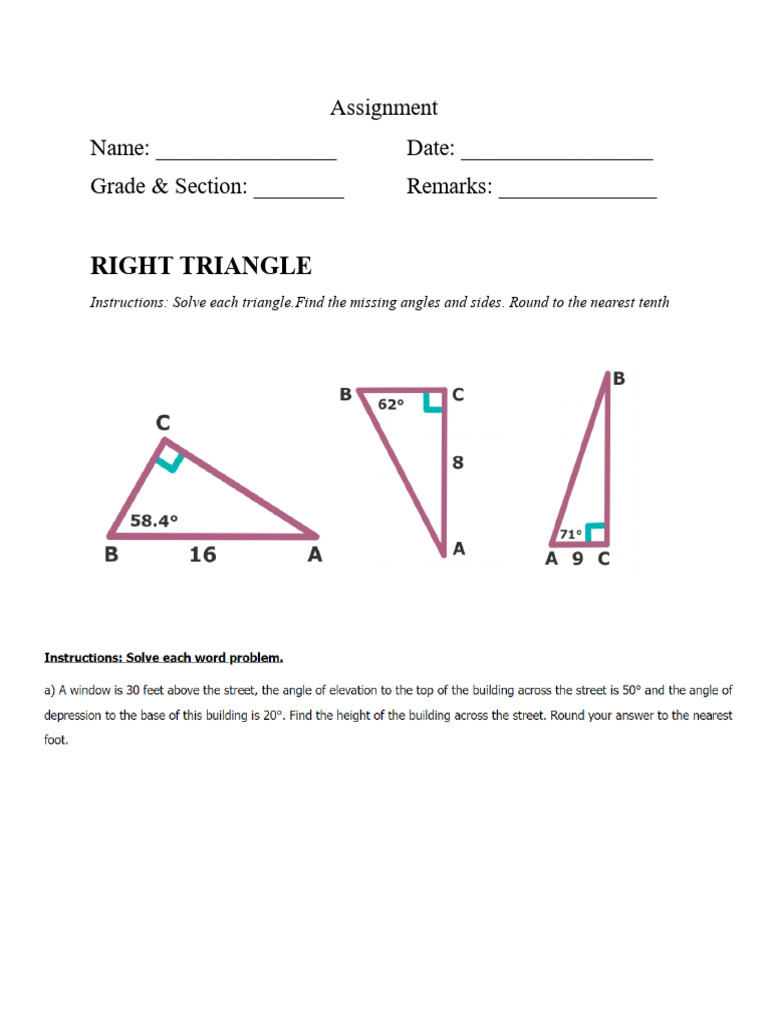Triangle Problem Solving Assignment | PDF
