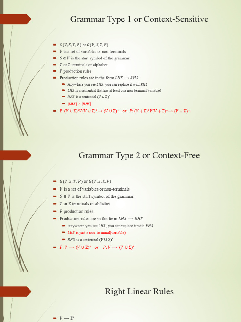 Grammar Type 1 or Context-Sensitive | PDF