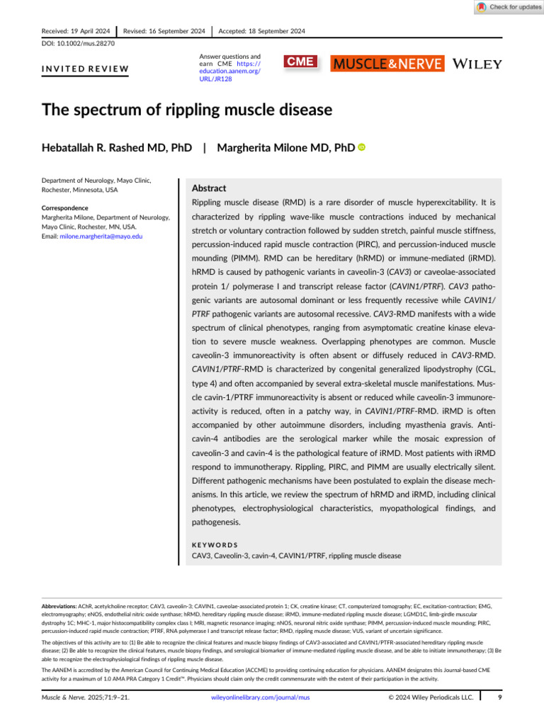 Muscle and Nerve - 2024 - Rashed - The Spectrum of Rippling Muscle ...