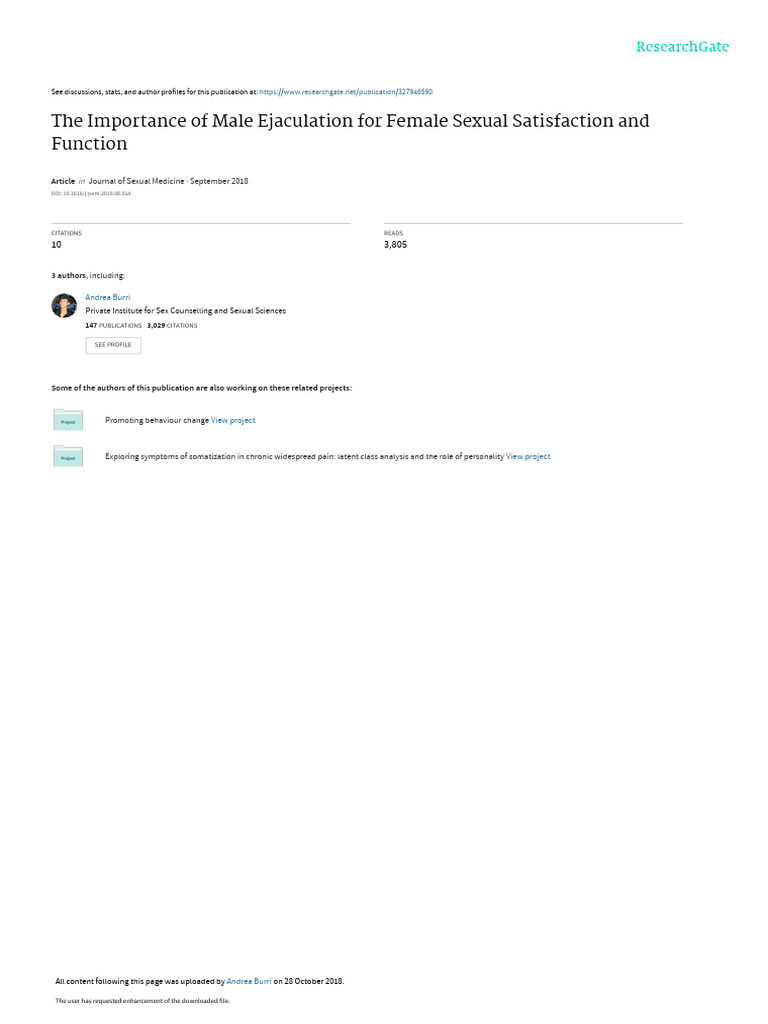 The Importance of Male Ejaculation For Female Sexual Satisfaction and Function | PDF ...