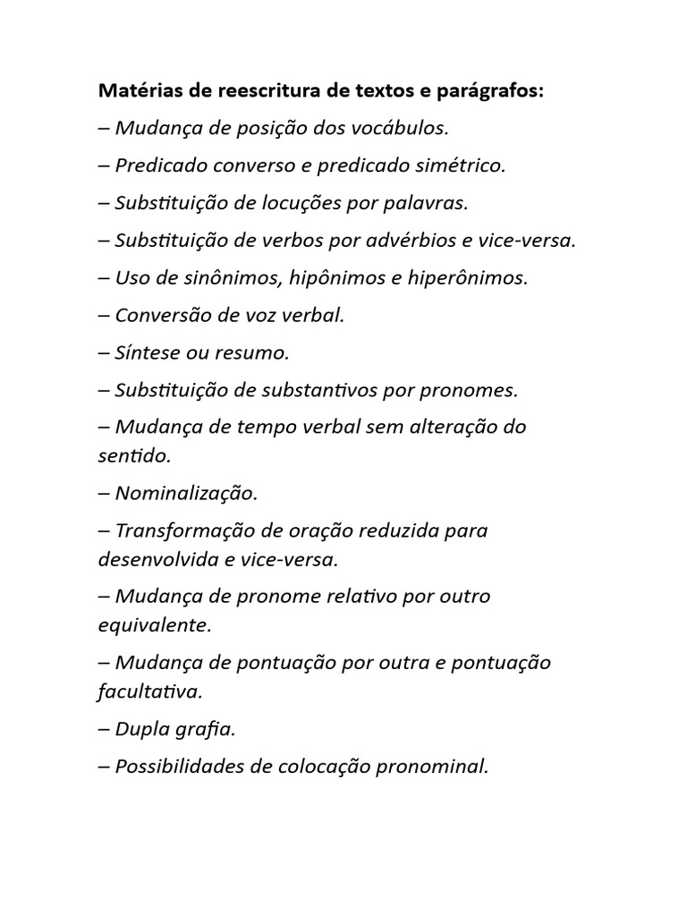 Matérias de Reescritura de Textos e Parágrafos | PDF