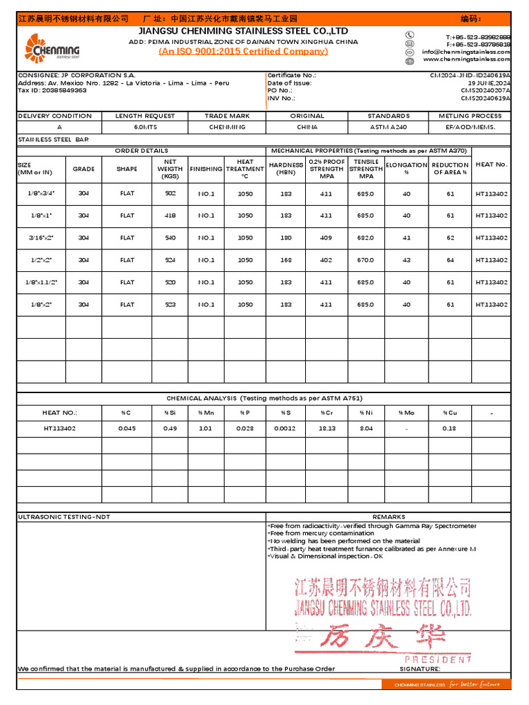 MTC-JND1134 6.19 | PDF | Stainless Steel | Welding