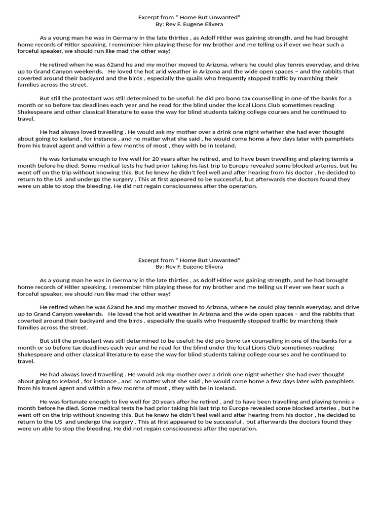 Excerpt From Home But Unwanted | PDF