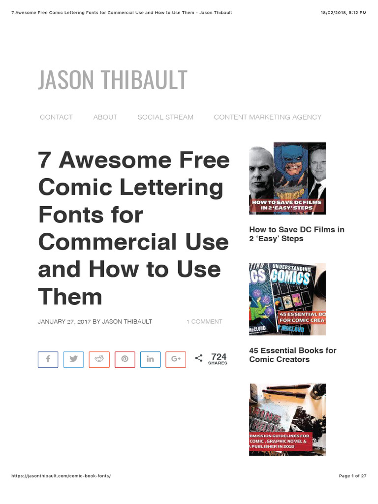 Comic Lettering Fonts For Commercial Use and How To Use Them - Jason Thibault | PDF | Typography ...
