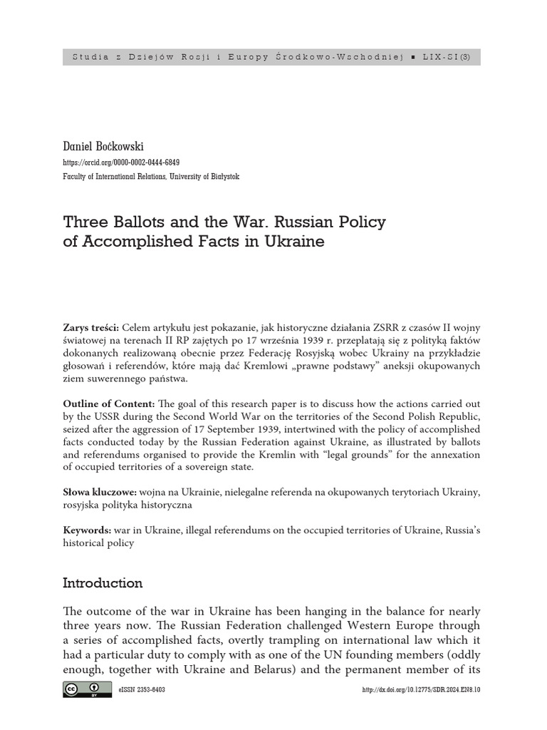 Three Ballots and The War Russian Policy of Accomp | PDF | Annexation ...
