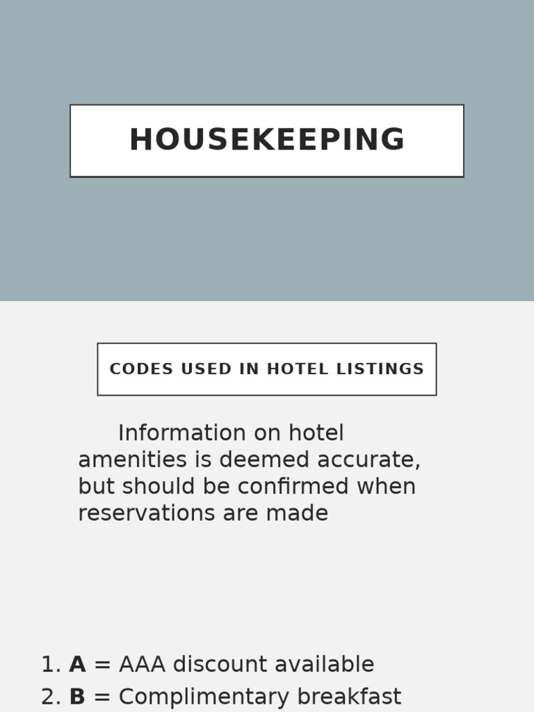 Hotel Housekeeping Codes and Practices | PDF | Psychological Concepts ...