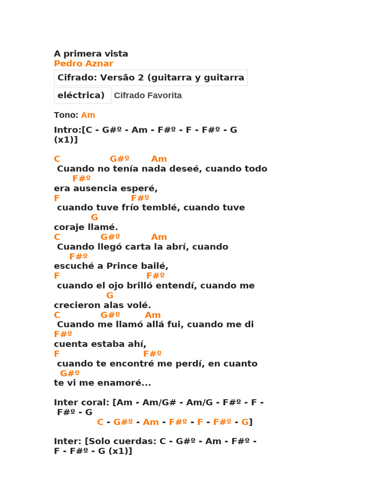 Acordes de "A Primera Vista" | PDF