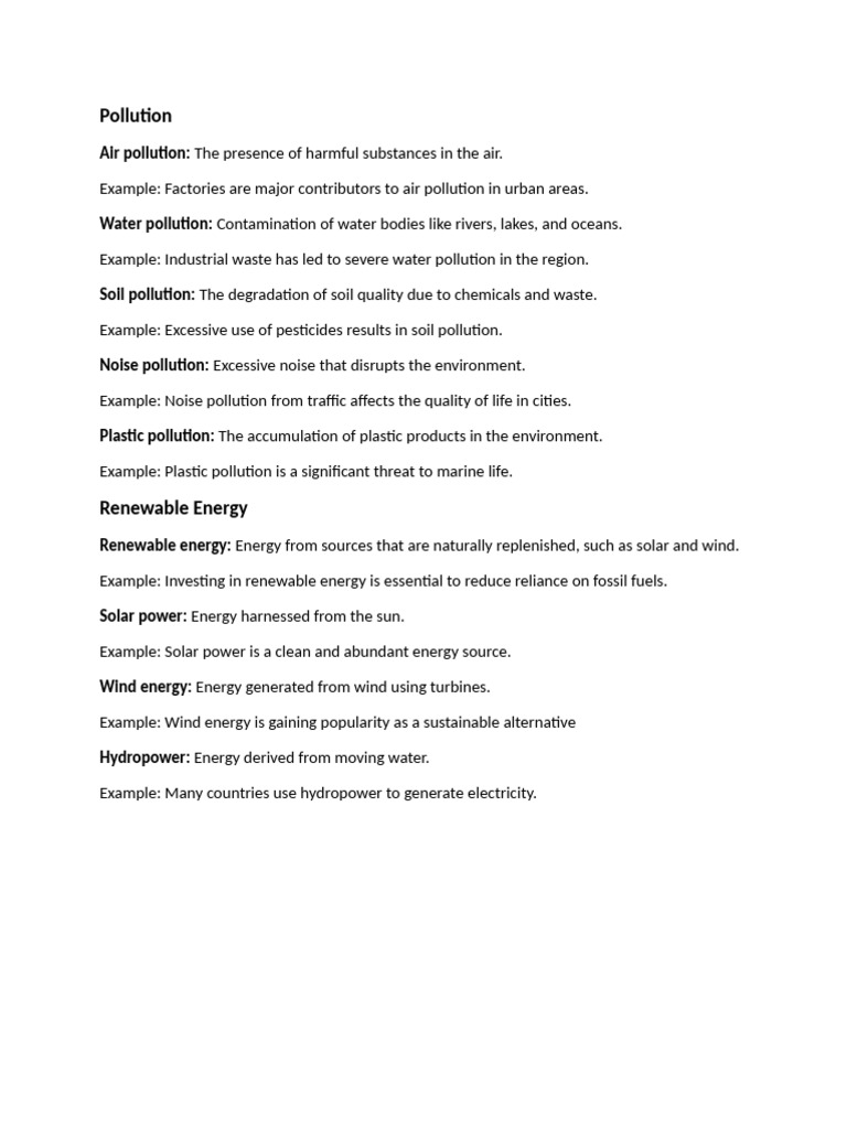 IELTS Environment Vocabulary (Pollution) | PDF