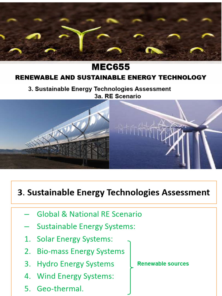 MEC655 CH3a - Renewable Energy Resources and System | PDF | Renewable Energy | Sustainable Energy