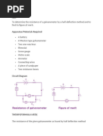 Exp 4 - Galvanometer Resistance - Half Deflection Method | PDF | Electromagnetism | Electricity