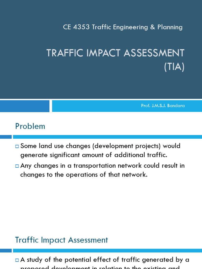 Traffic Impact Assessment Overview | PDF | Parking | Traffic