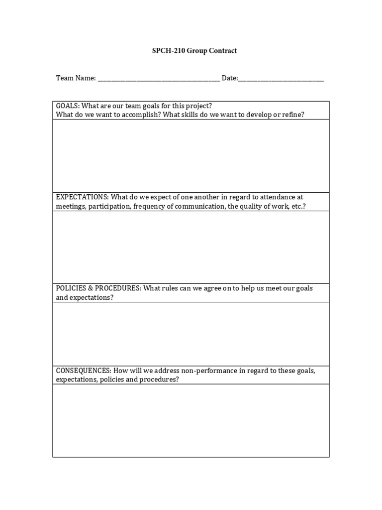 SPCH-210 GroupContract (Fillable) | PDF