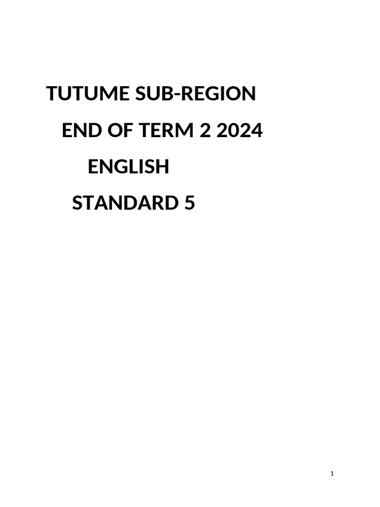 English STD 5 Term 2 2024 | PDF | Adverb | Adjective