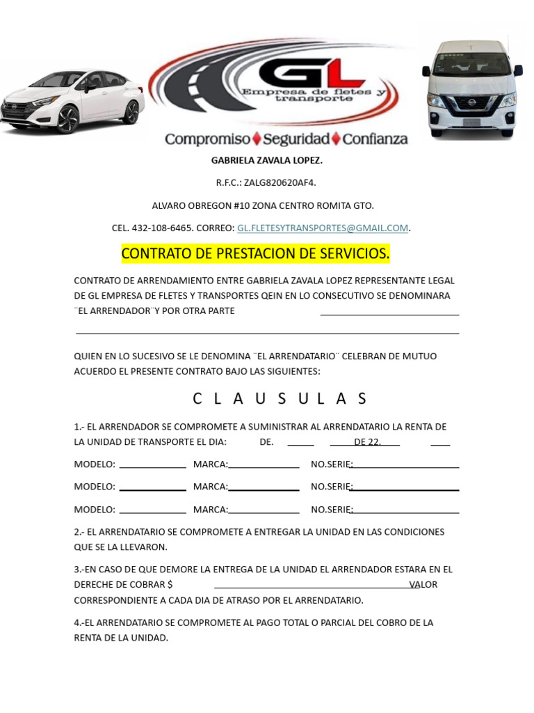 Contrato de Renta Carro-Ven | PDF