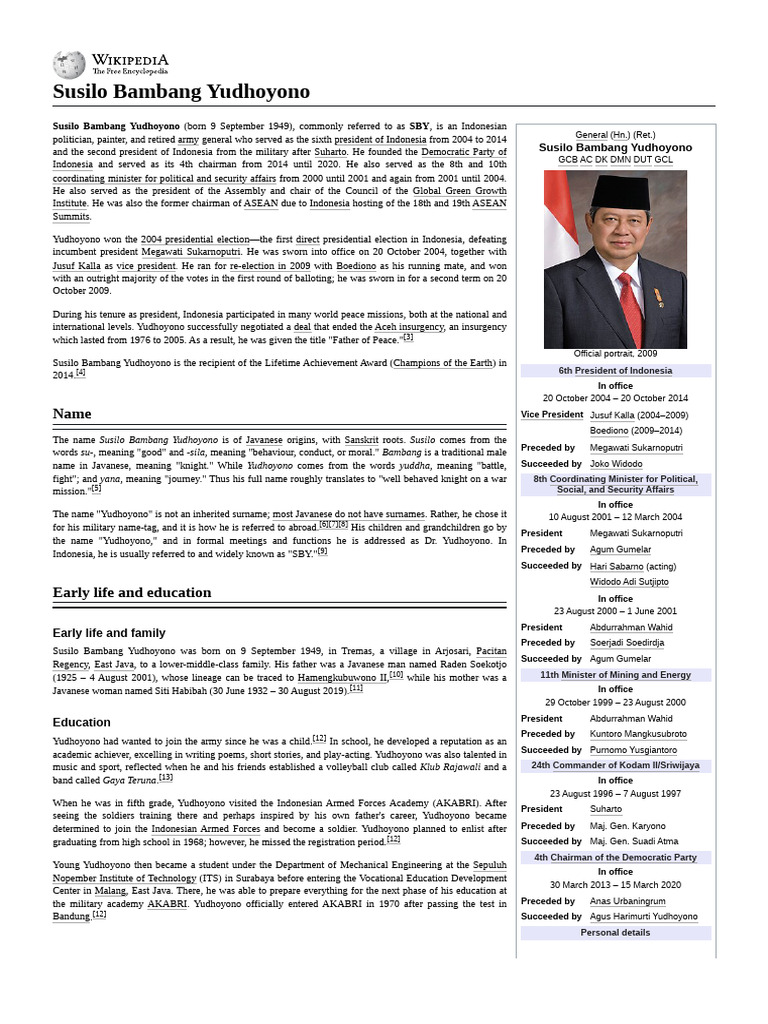 Susilo Bambang Yudhoyono: Profile Overview | PDF | Government | Indonesia